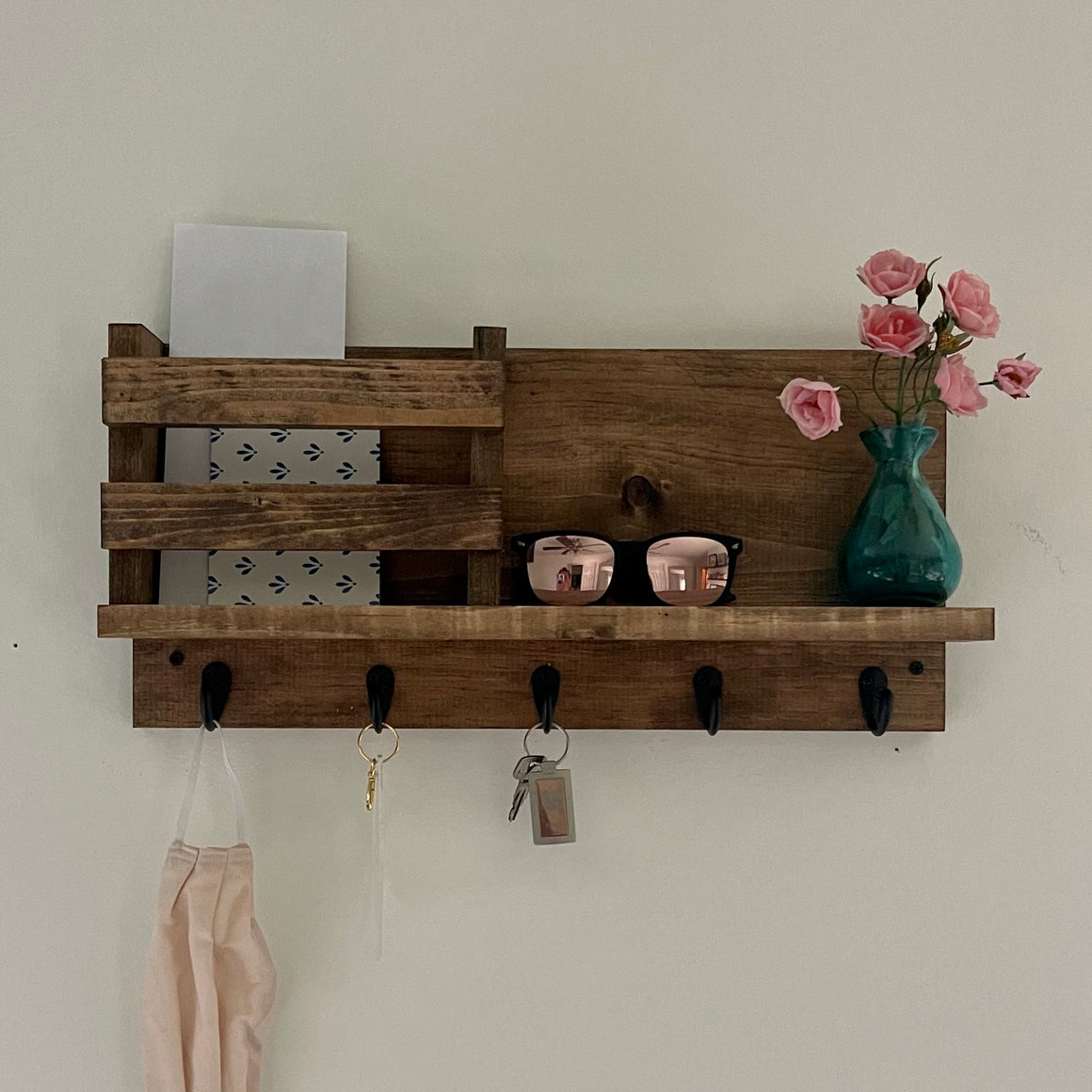 The PAT: Entryway Organizer, Rustic Modern Wood Shelf, Coat Rack, Key ...