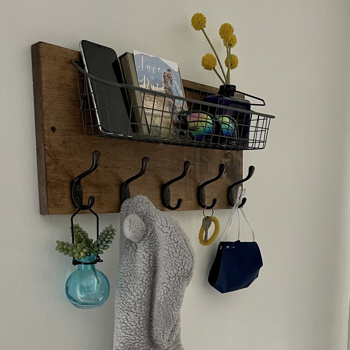 The PAT: Entryway Organizer, Rustic Modern Wood Shelf, Coat Rack, Key ...