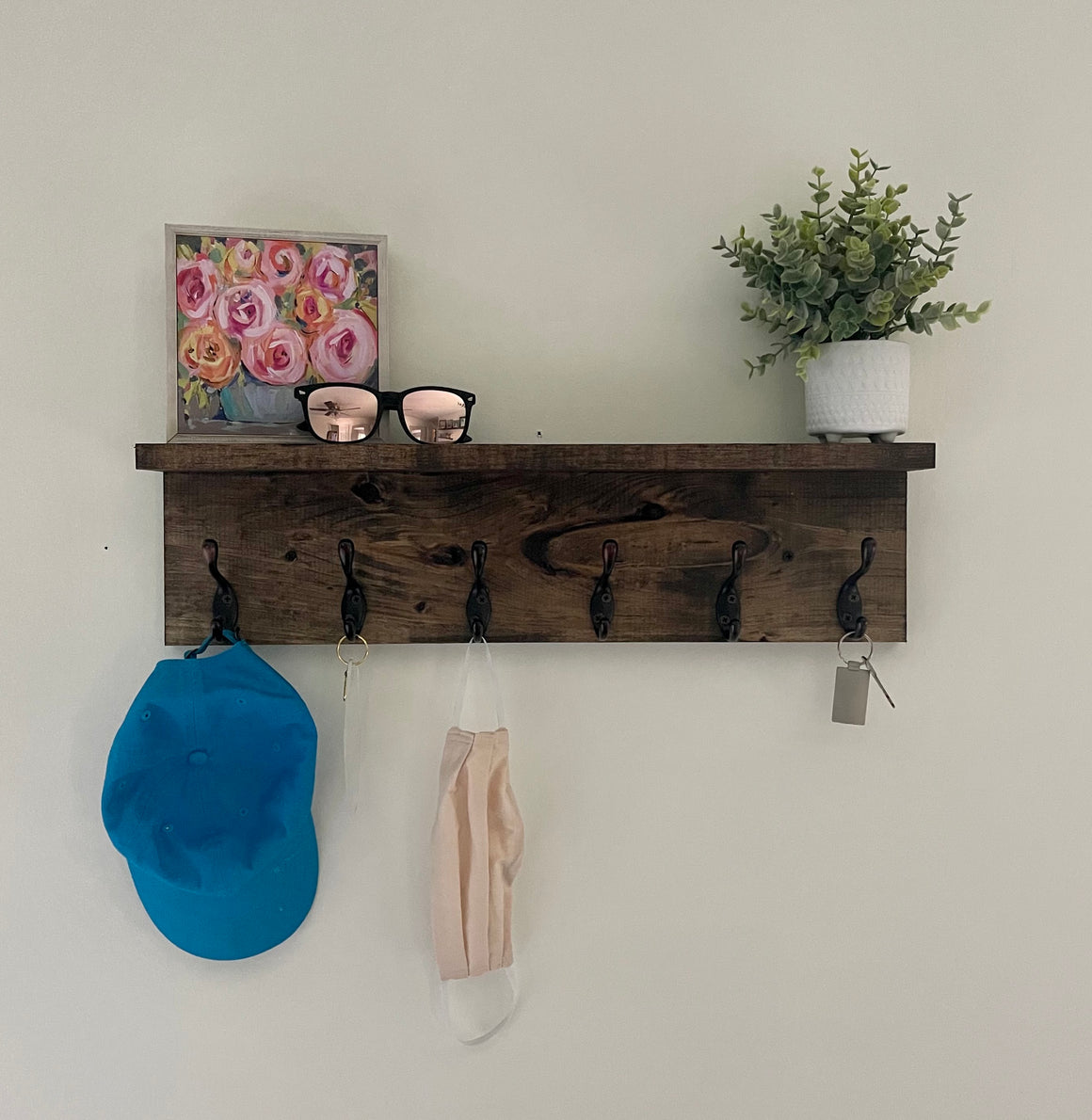 The PAT: Entryway Organizer, Rustic Modern Wood Shelf, Coat Rack, Key ...